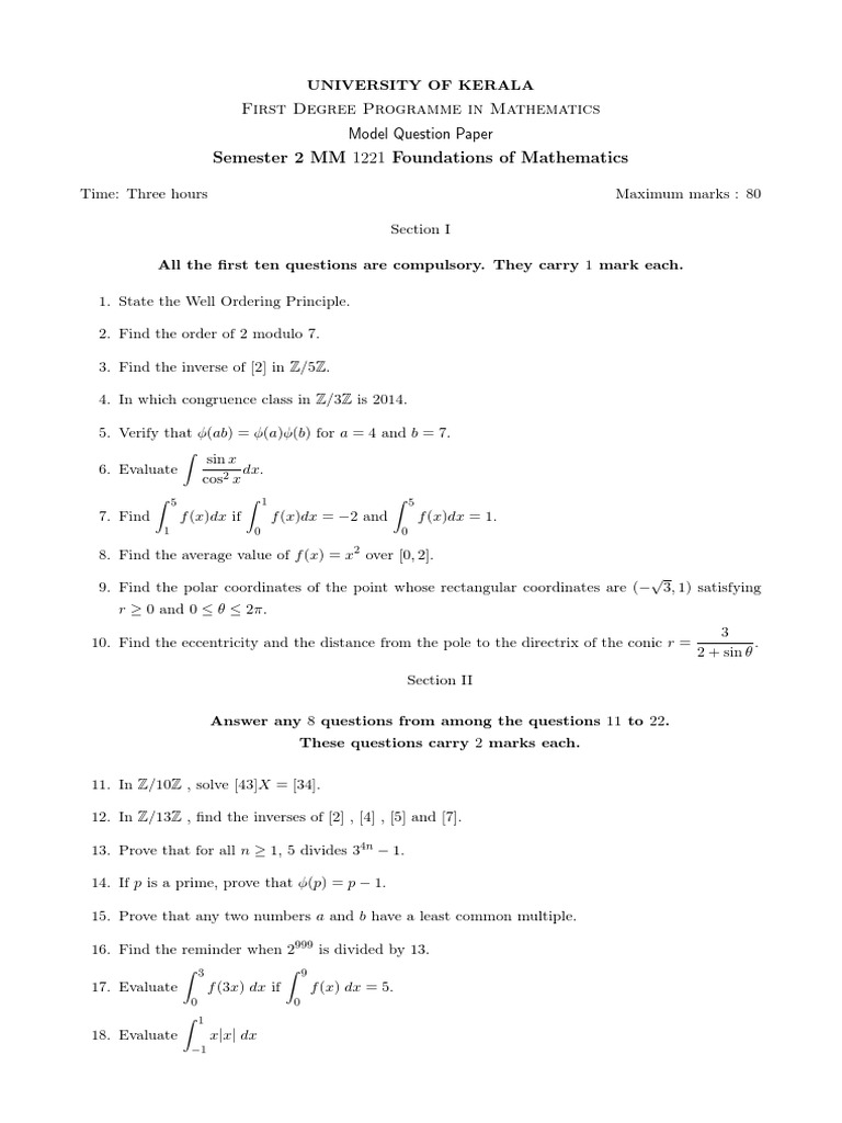 S2 Maths Model | PDF | Equations | Integral