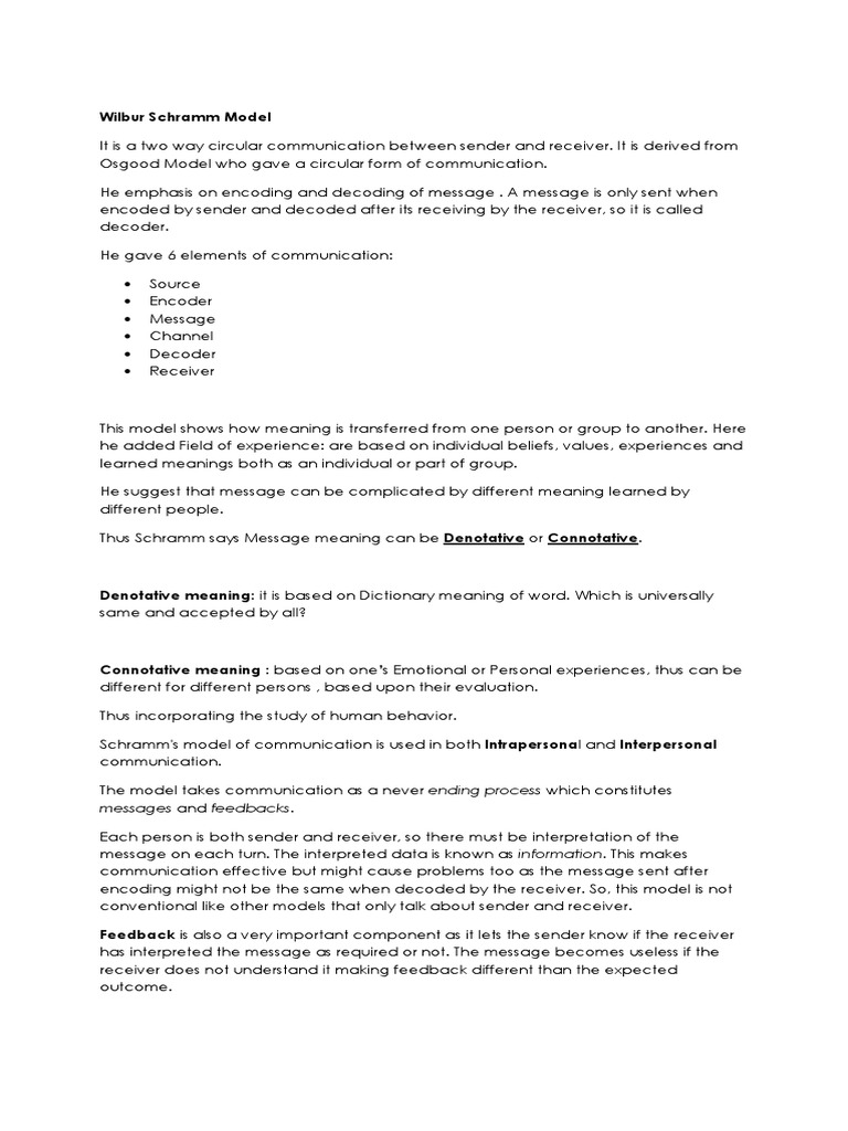 Wilbur Schramm Model | PDF | Communication | Semiotics