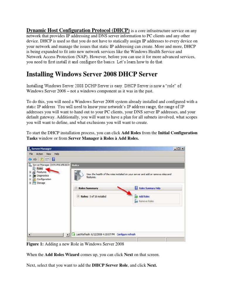 Installing Windows Server 2008 DHCP Server: Dynamic Host Configuration ...