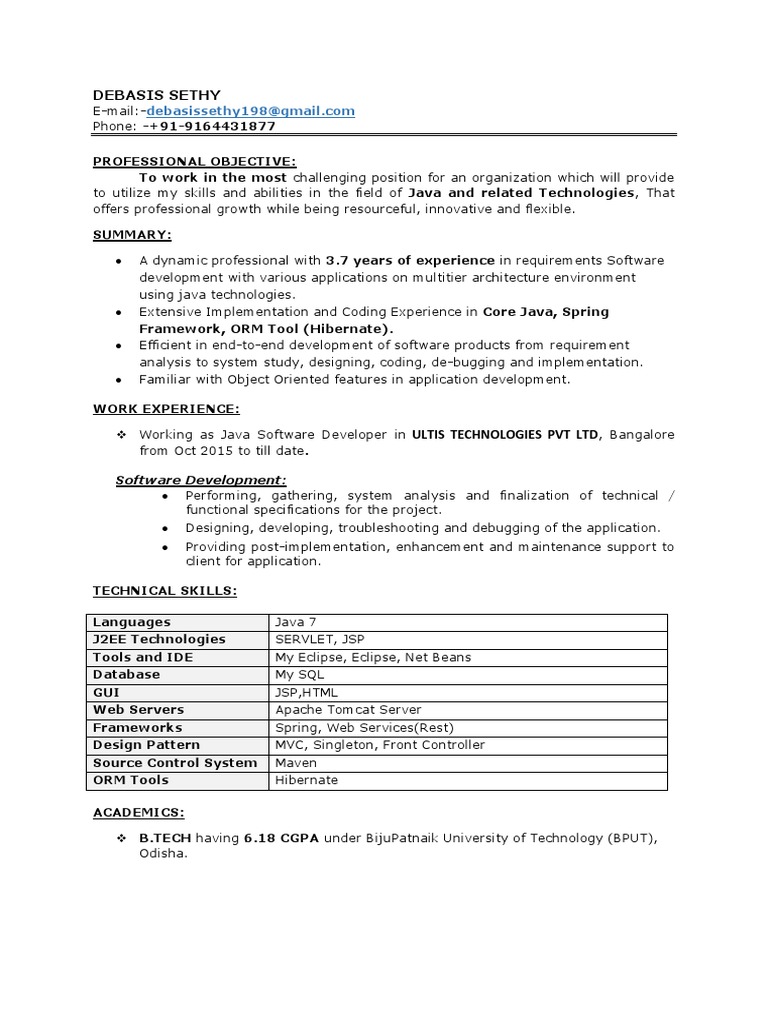 Debasis Sethy: Software Development | PDF | Java (Programming Language) | Software Development