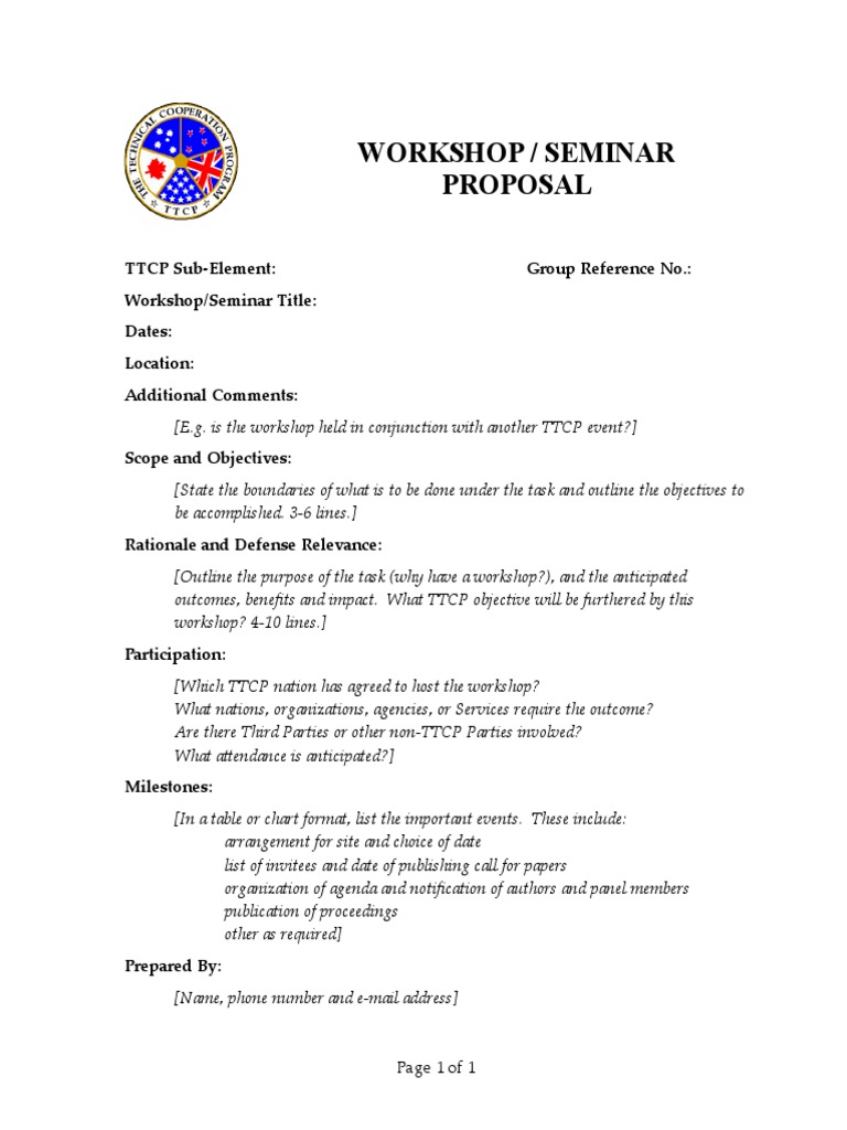 Workshop / Seminar Proposal | PDF