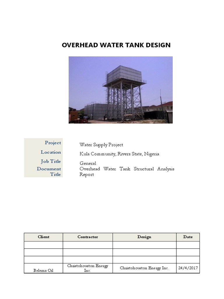 Overhead Water Tank - Structural Analysis Report | PDF | Structural ...