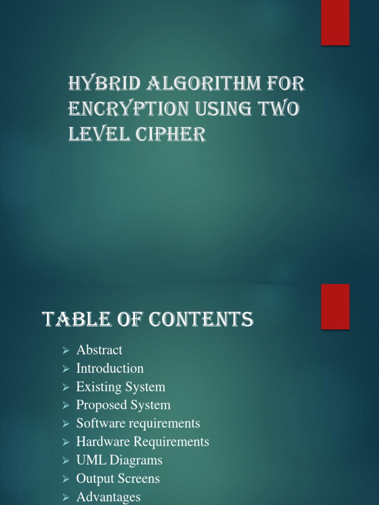 Hybrid Algorithm For Encryption Using Two Level Cipher | PDF | Cryptography | Encryption