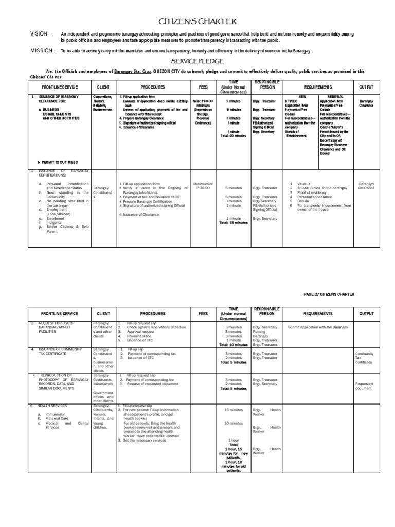 Providing Transparency and Efficiency: The Citizens' Charter of ...