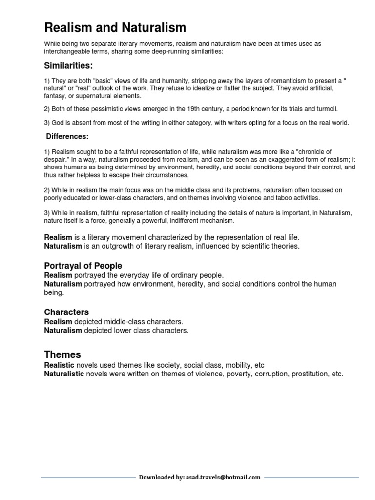 Realism vs. Naturalism in Literature | PDF | Social Science | General ...