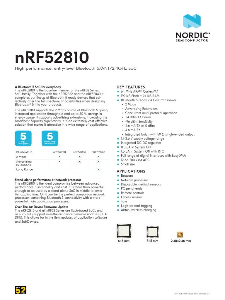 nRF52810 PB v2.1 | PDF | Bluetooth | System On A Chip