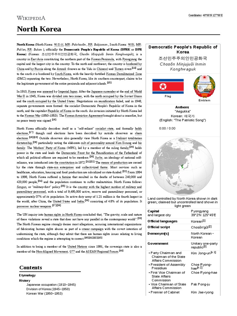 North Korea | PDF | North Korea | World Politics