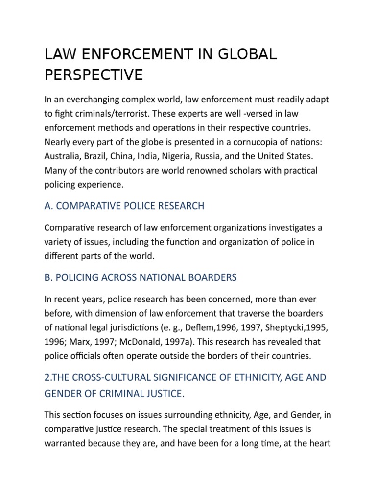 Law Enforcement in Global Perspective | PDF | Criminal Justice | Crime ...