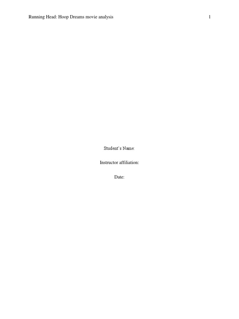 Hoop Dreams Movie Analysis - Edited | PDF | Substance Abuse | Adolescence