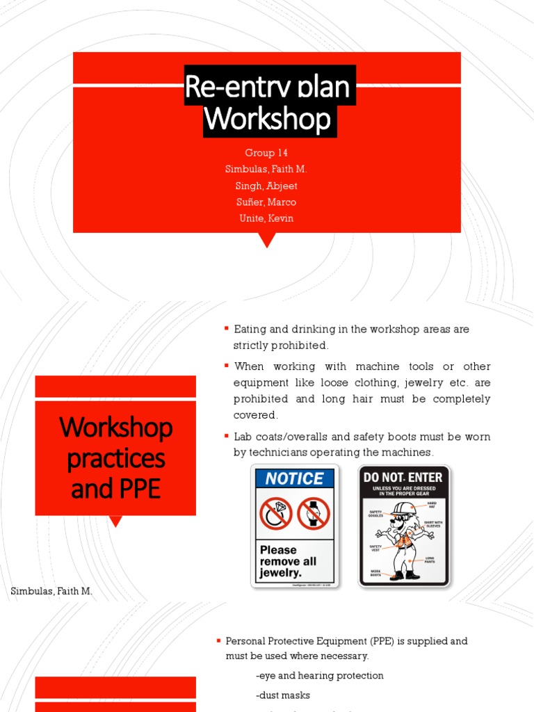 Re-Entry Plan Workshop: Group 14 Simbulas, Faith M. Singh, Abjeet Suñer ...