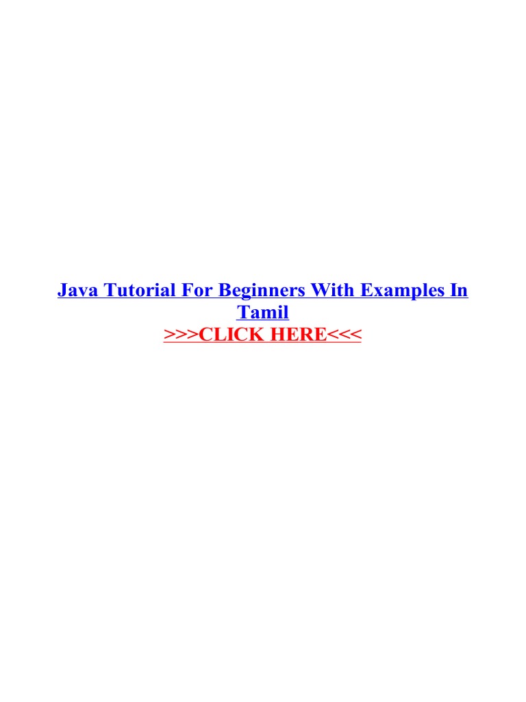 PDF Java Tutorial For Beginners With Examples in Tamil | PDF | Java ...