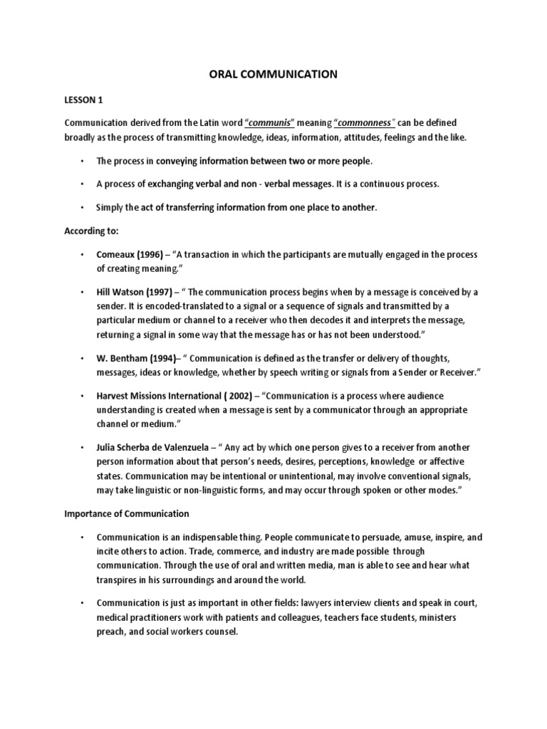 Understanding Oral Communication Basics | PDF | Cross Cultural ...