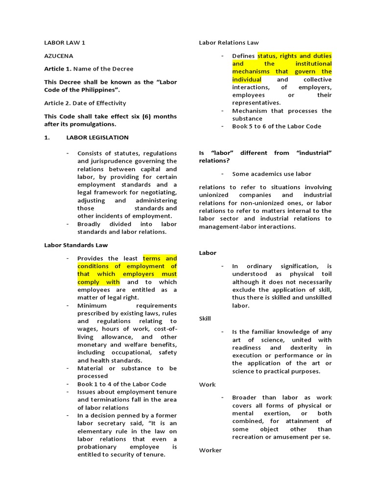 Labor Law Azucena | PDF | Labor Rights | International Labour Organization