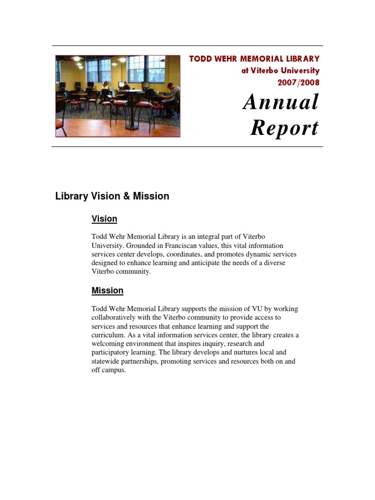 2007 2008 Annual Report | PDF | Librarian | Libraries