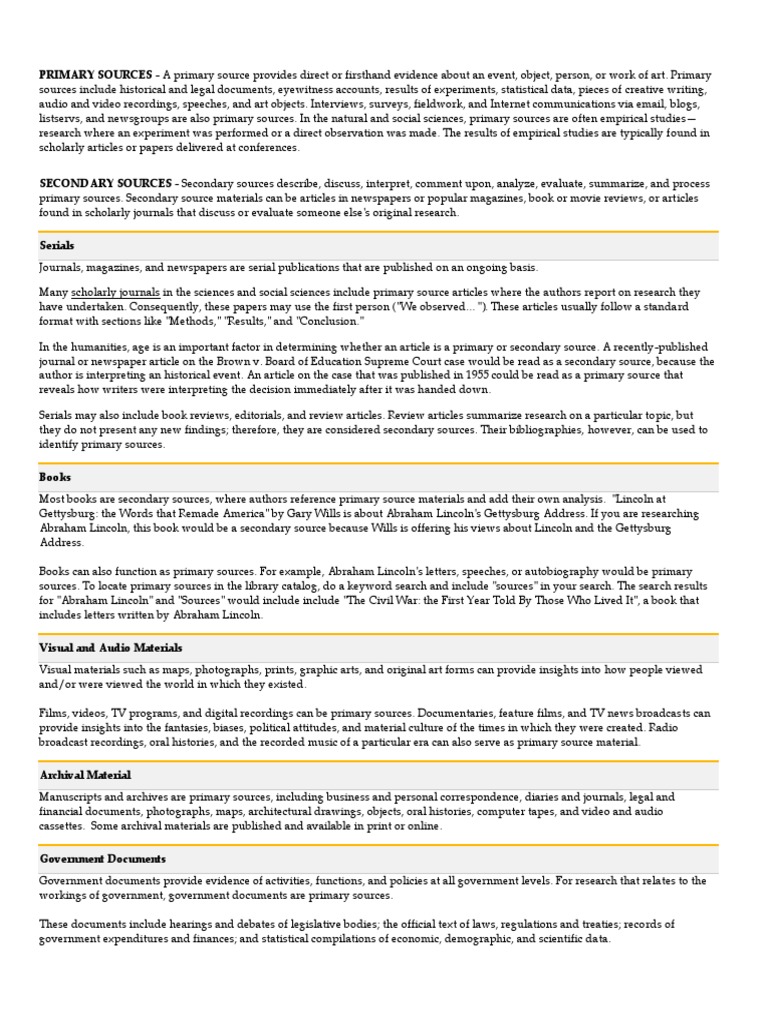 Understanding Primary and Secondary Sources | PDF | Primary Sources ...