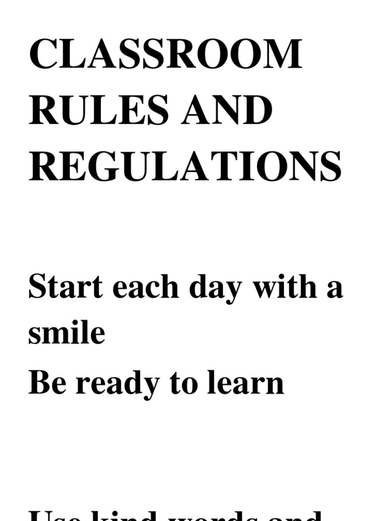 Classroom Rules and Expectations | PDF