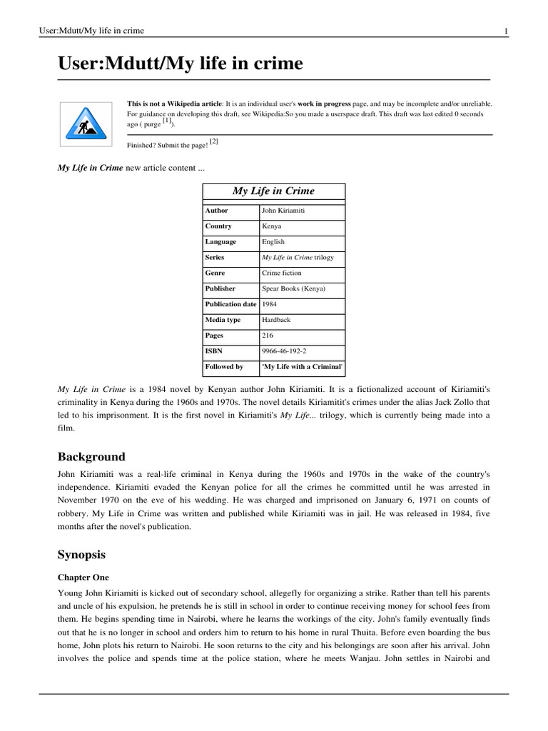 My Life in Crime Wikipedia Article | PDF | Crime Thriller | Violence