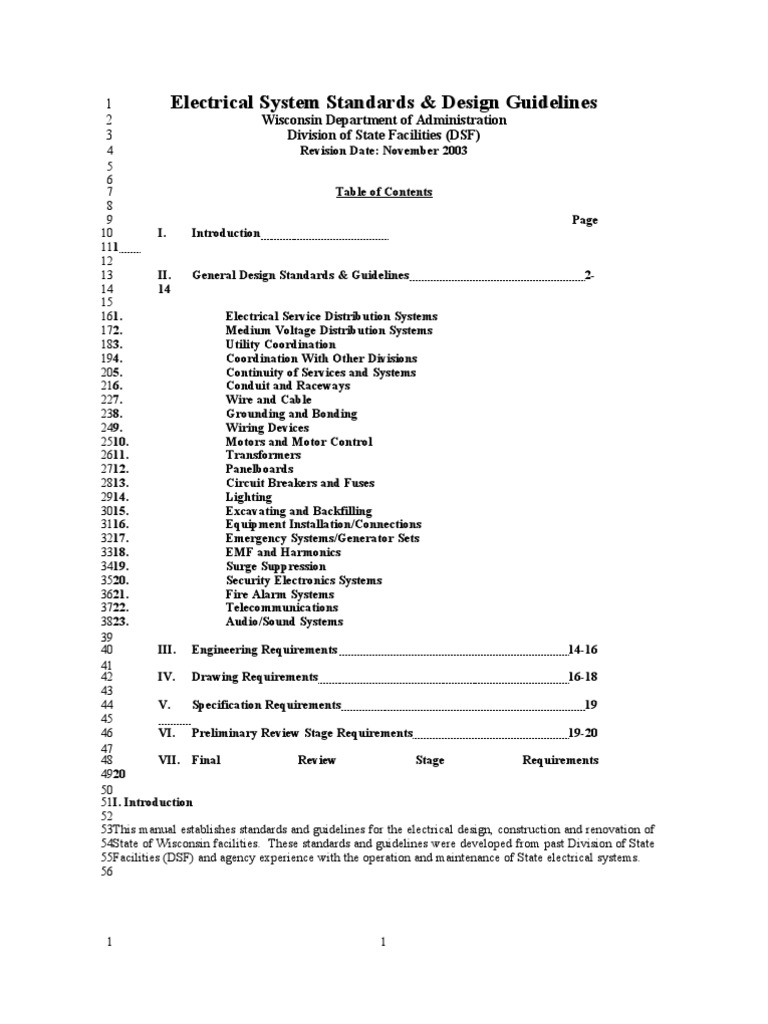 Guidelines for Electrical System Design and Standards for Wisconsin ...