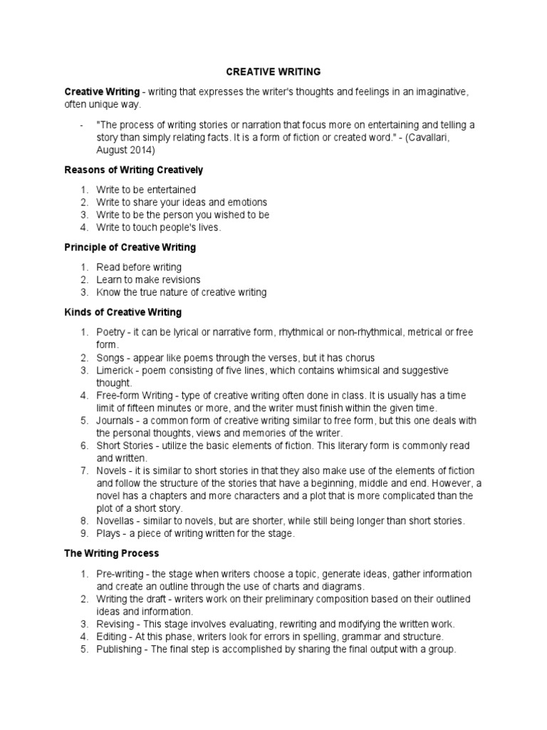 Creative Writing | PDF | Narration | Plot (Narrative)