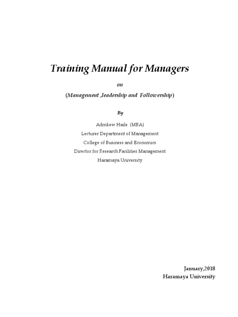 Management and Leadership Training Manual | PDF | Goal | System