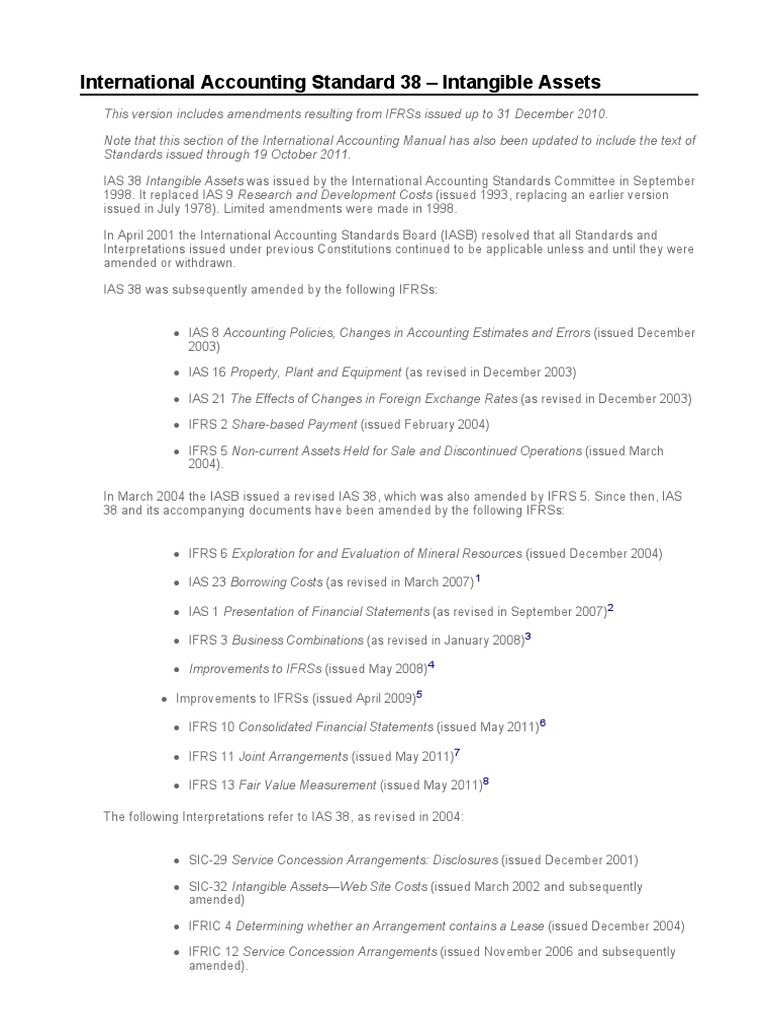 IAS 38 - Intangible Assets | PDF | Intangible Asset | International ...
