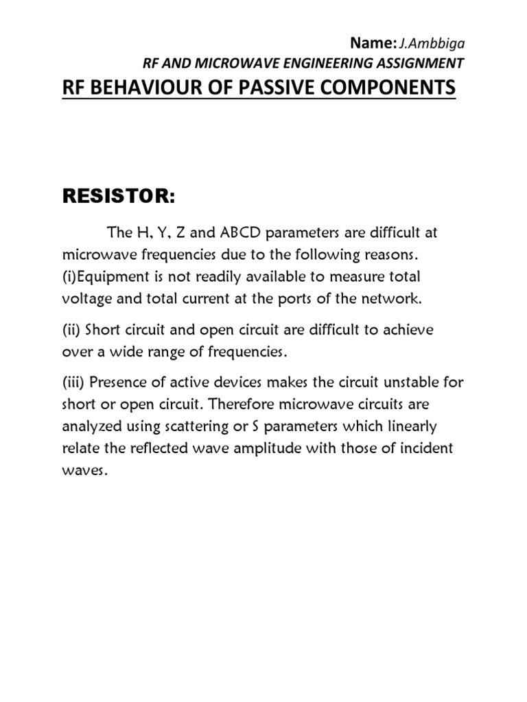 RF Behaviour of Passive Components | PDF | Capacitor | Electrical Network