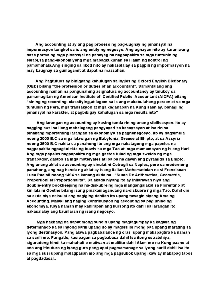 Kahalagahan NG Batsilyer Sa Agham NG Pagtutuos | PDF