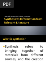 Writing A Synthesis of RRL | PDF | Argument | Essays