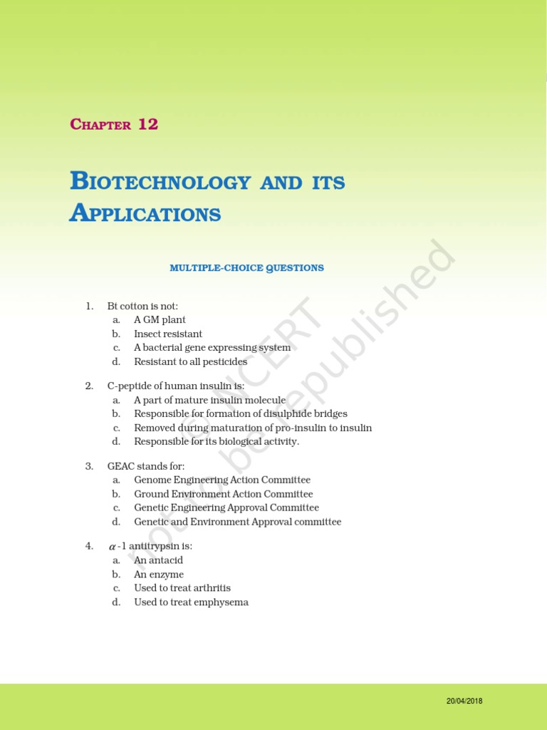 Biotechnology Applications in Biology | PDF | Genetically Modified ...
