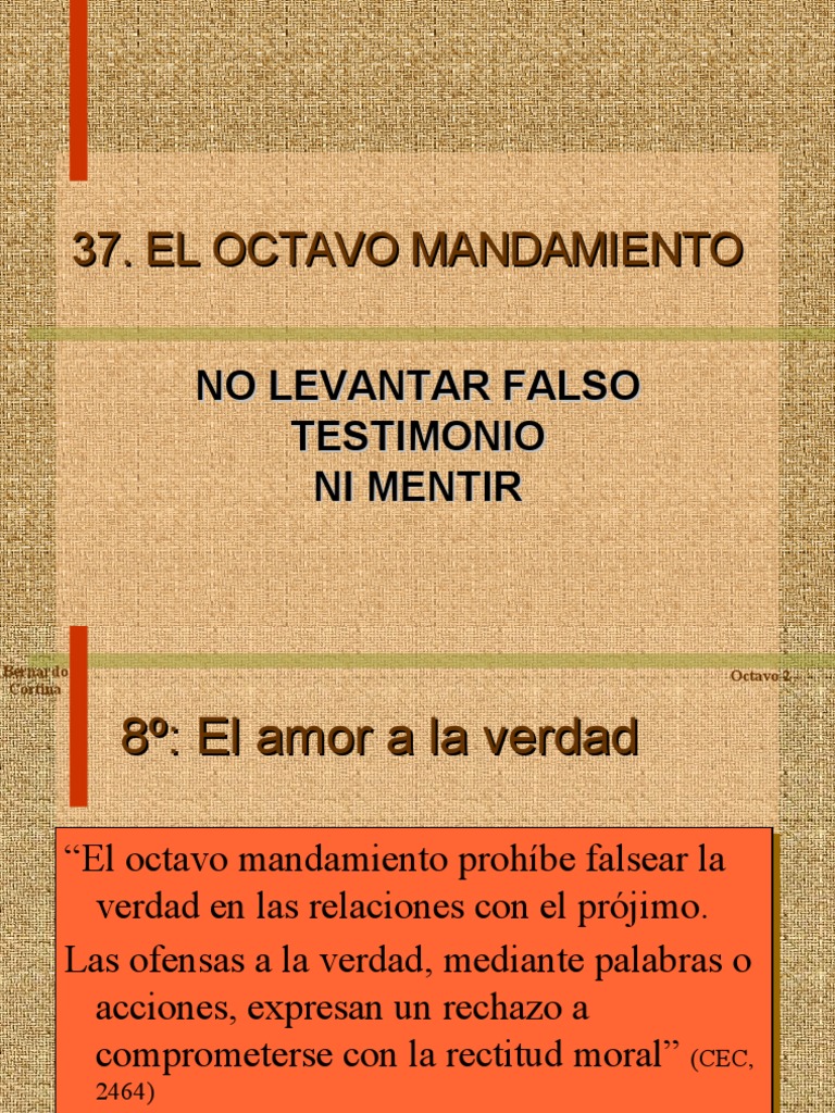 Octavo Mandamiento | PDF | Mentira | Verdad