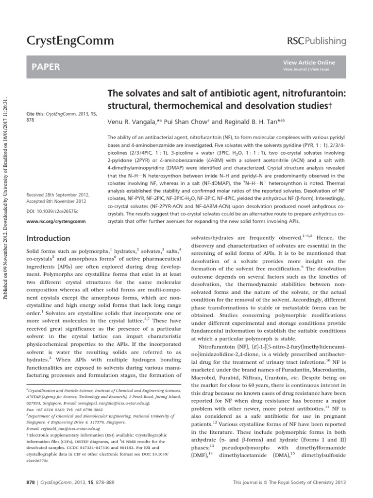 Crystengcomm: Paper | PDF | Solvation | Molecules