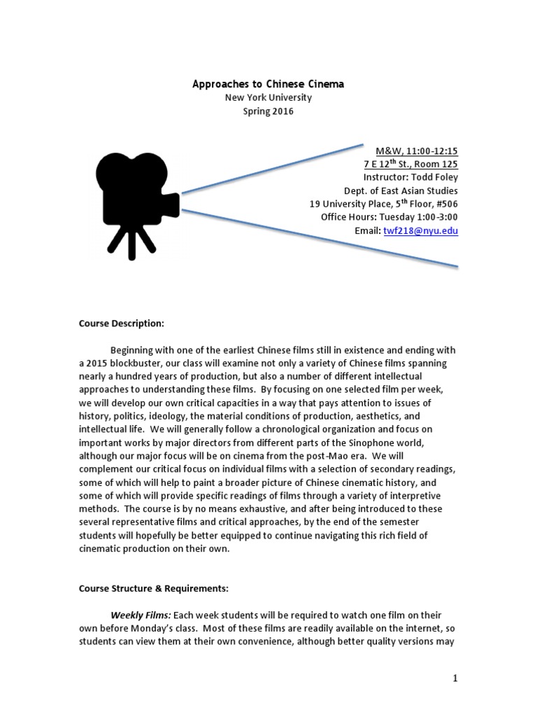 Approaches to Chinese Cinema: A Chronological Survey of Films and ...
