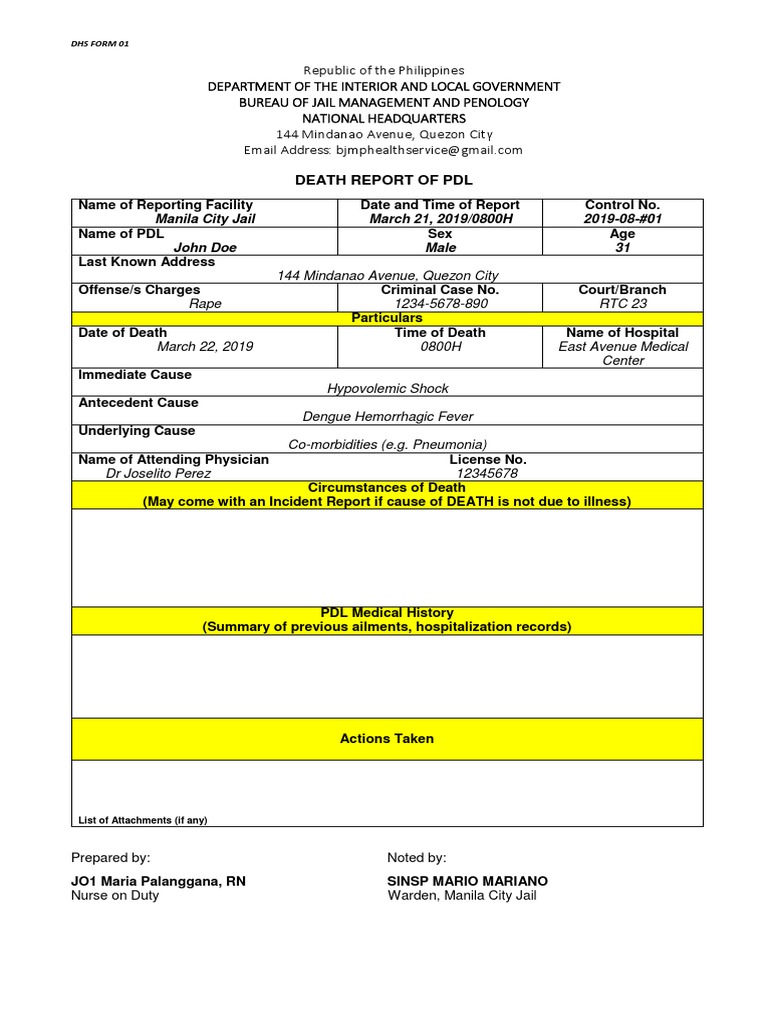 Death Report Form | Download Free PDF | Health Care | Health Sciences
