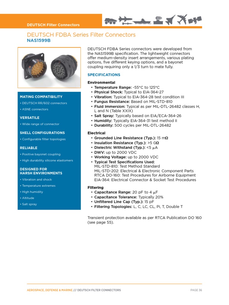 DEUTSCH FDBA Filter Connectors Specifications | PDF | Electrical ...
