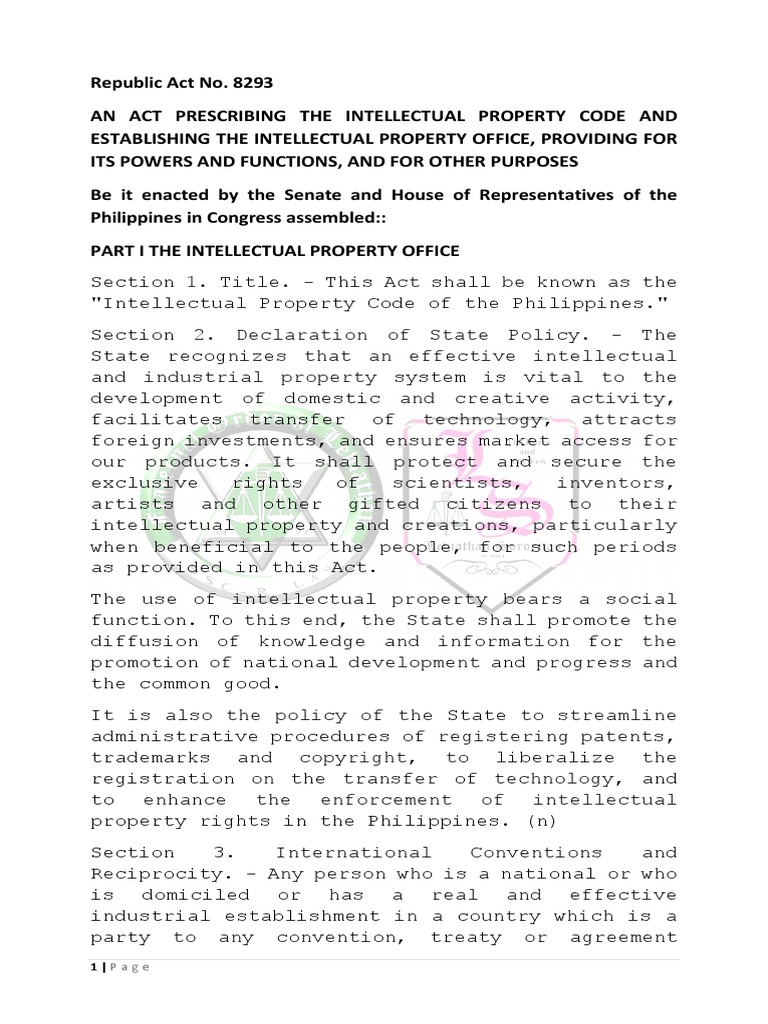 Philippine Intellectual Property Code | PDF | Trademark | Intellectual ...