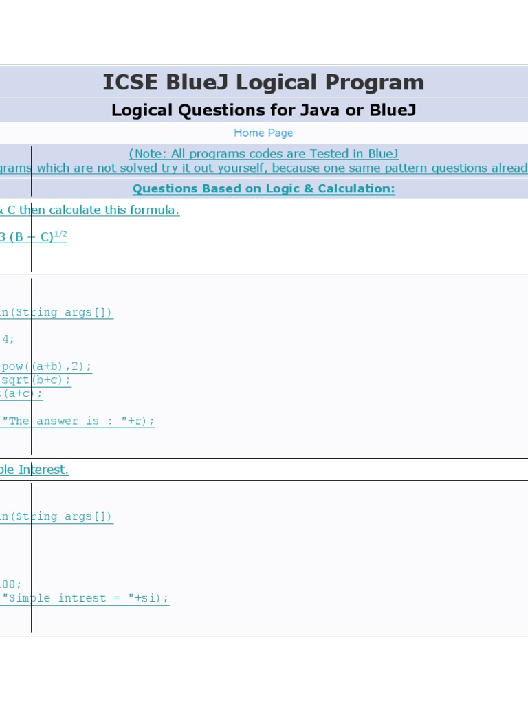 ICSE BlueJ Logical Program | PDF | Letter Case | Taxes