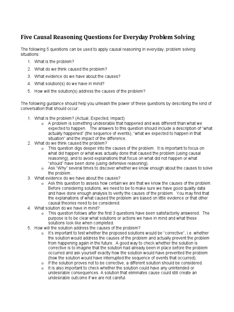 5 Why Causal Reasoning | PDF | Causality | Question