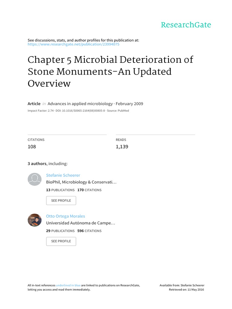 Chapter 5 Microbial Deterioration of Stone Monuments-An Updated | PDF ...