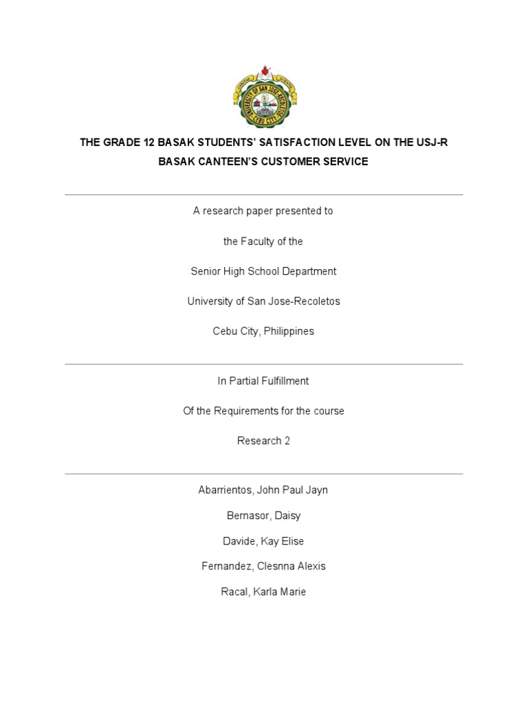 Basak Students' Canteen Satisfaction Study | PDF | Customer ...