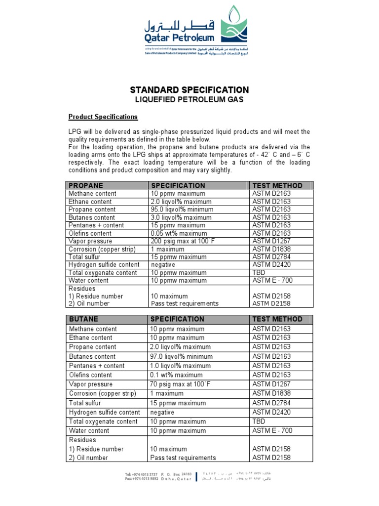 LPG Standard Specification PDF | PDF | Propane | Liquefied Petroleum Gas