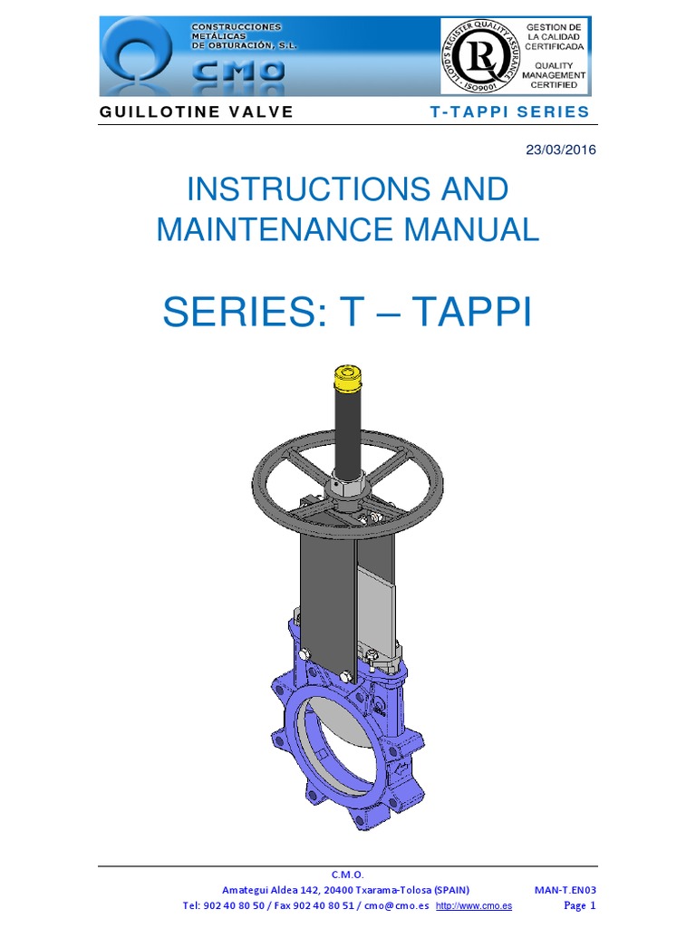 Series: T - Tappi: Instructions and Maintenance Manual | PDF | Valve ...