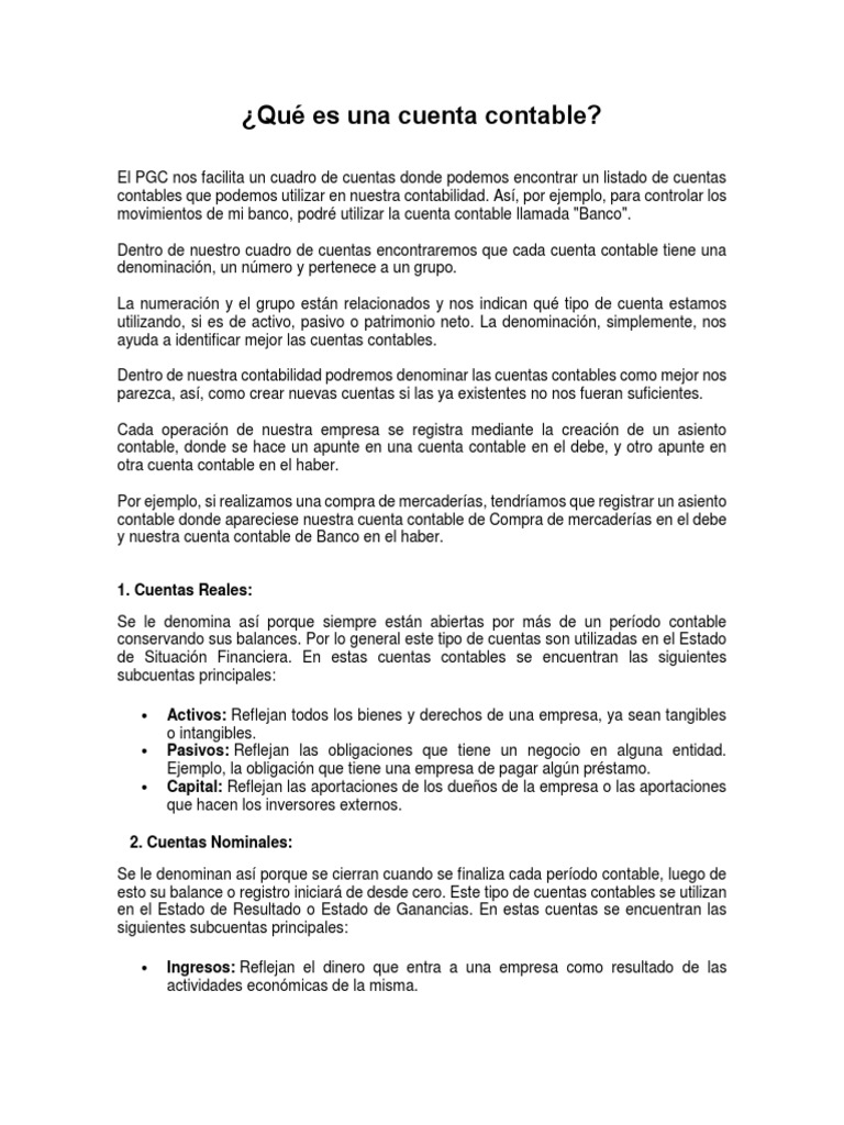 Definición de Cuenta Contable | PDF | Contabilidad | Beneficio (economía)
