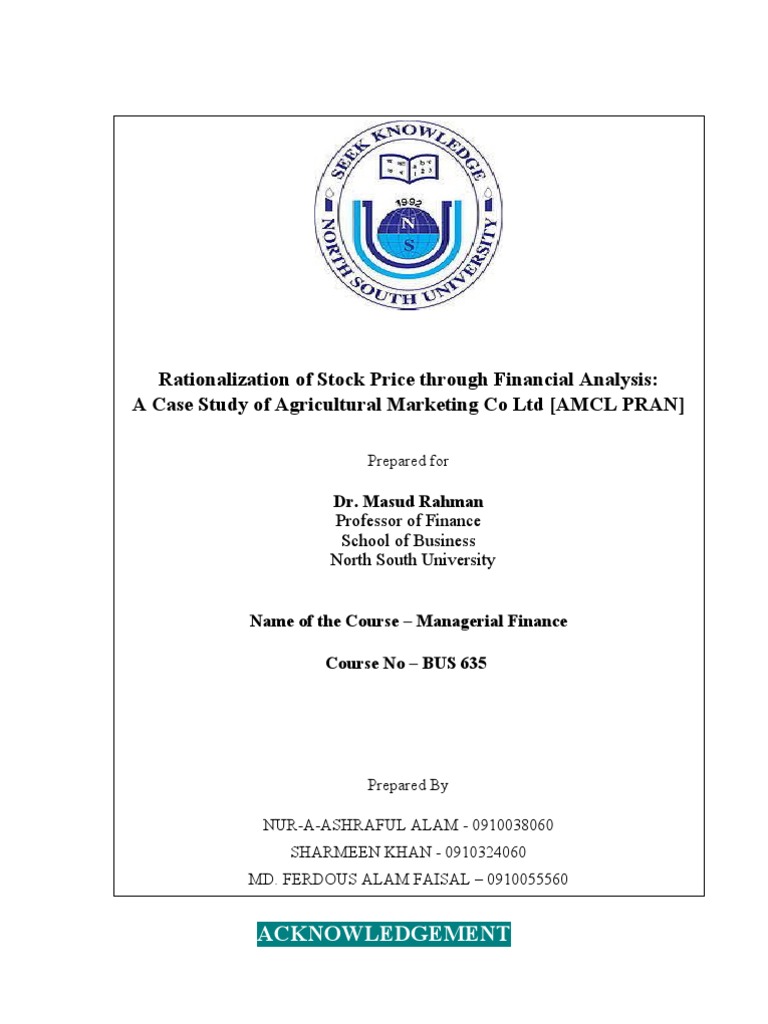 AMCL PRAN Stock Price Analysis | PDF | Book Value | Balance Sheet