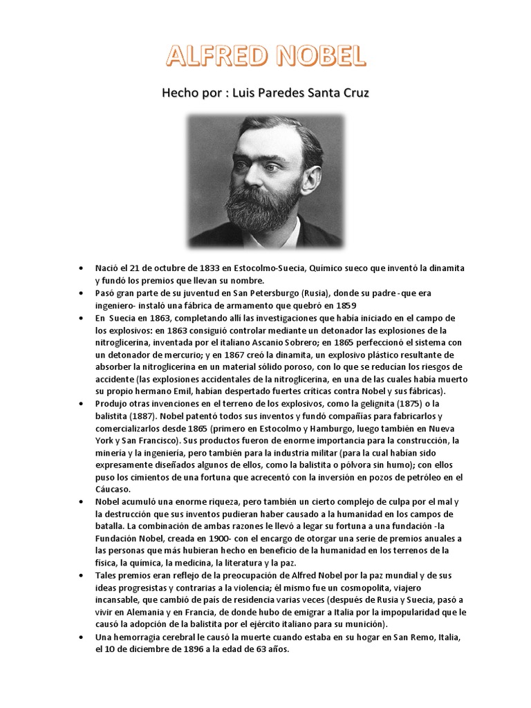 Alfred Nobel | PDF | Naturaleza | Science