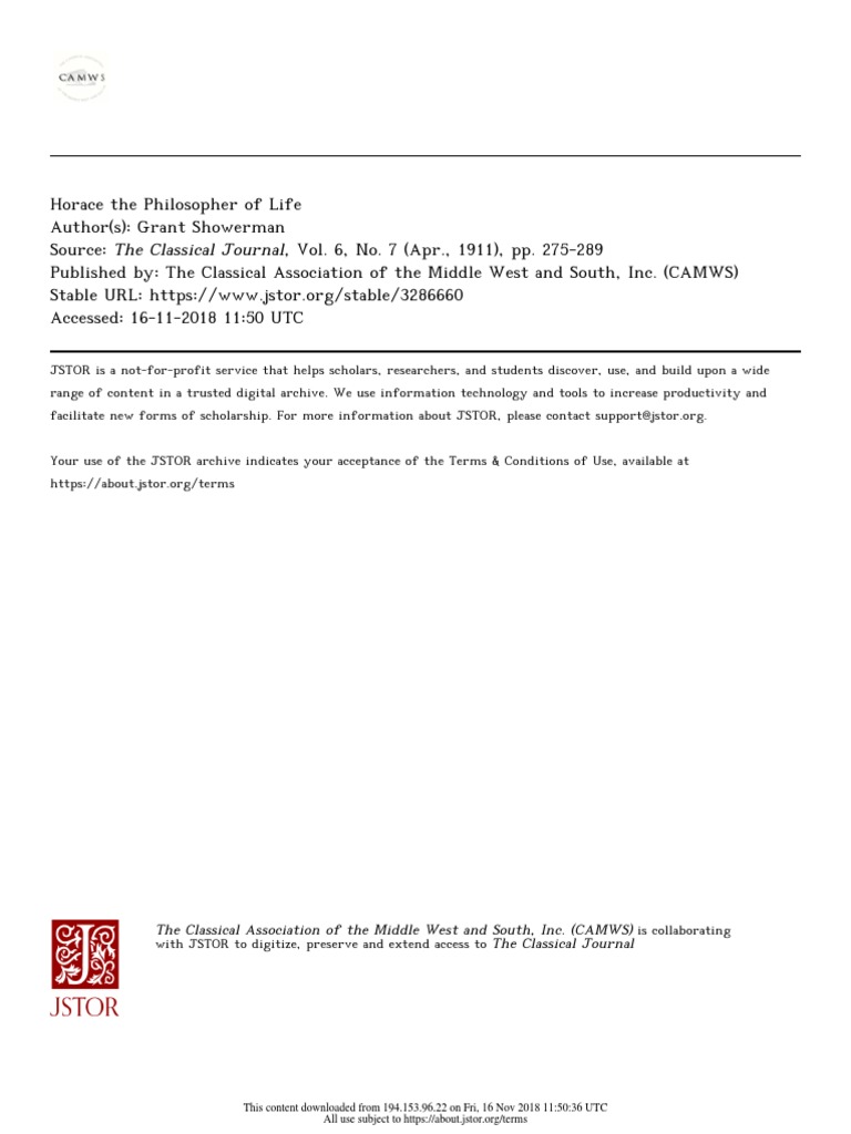 Horace The Philosopher of Life | PDF | Horace | Satire