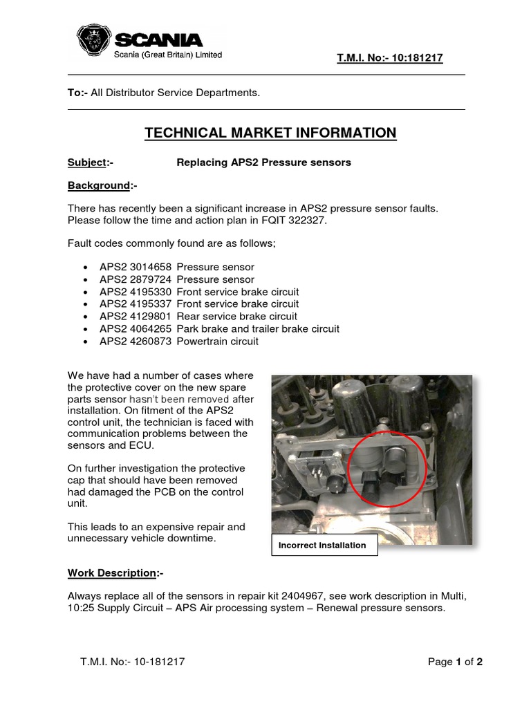 10-181217 Replacing Aps2 Pressure Sensors | PDF