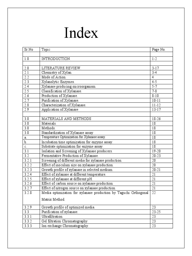 Final Thesis Index | PDF | Protein Purification | Chemistry