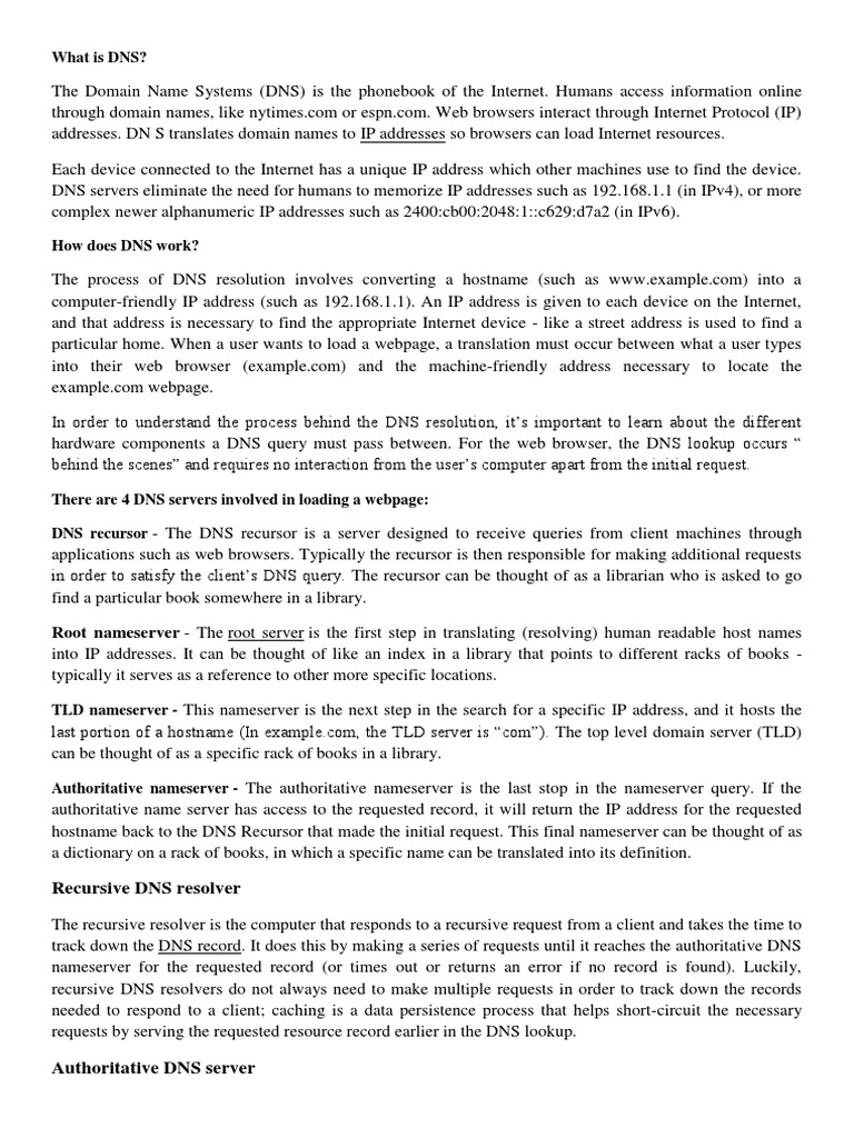 DNS Notes PDF | PDF | Domain Name System | Cache (Computing)