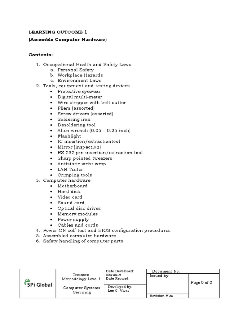 Learning Outcome Summary - LO1 | PDF | Bios | Computer Hardware