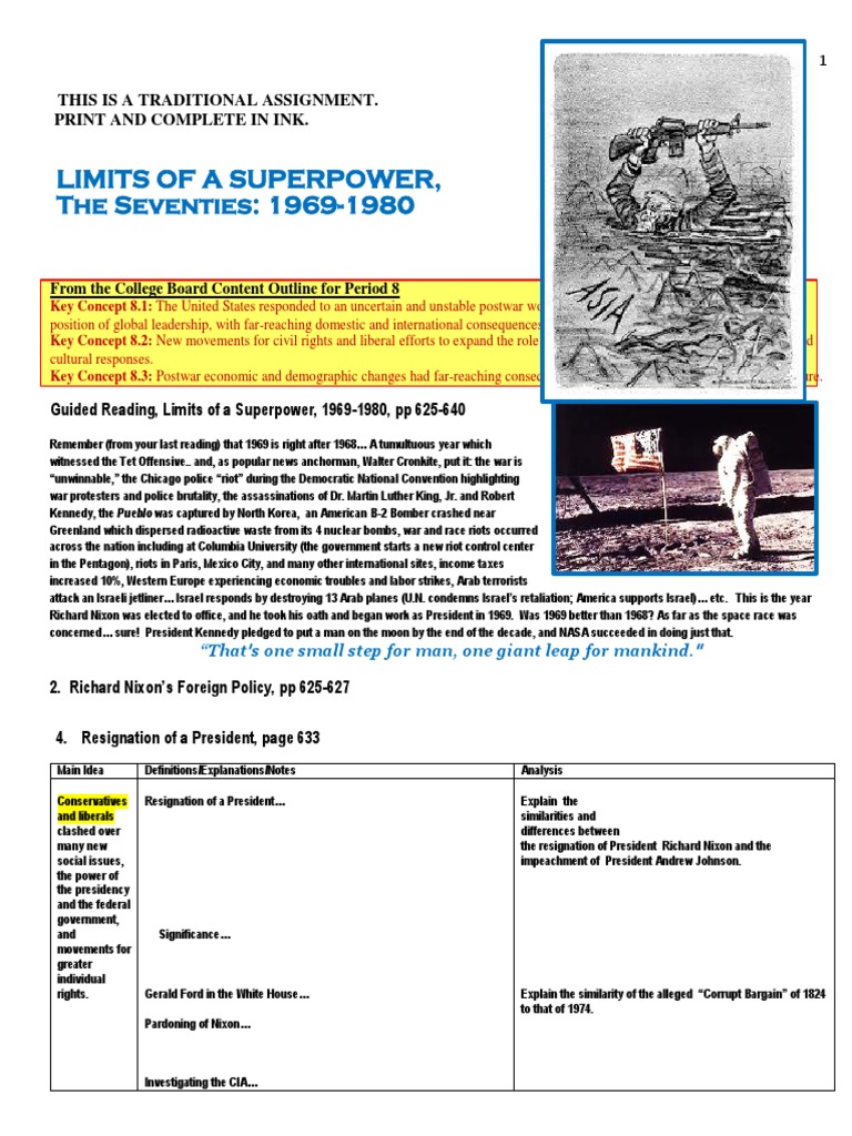 Apush Period 8 1969-1980 Reading Guide | PDF | Richard Nixon | Gerald Ford